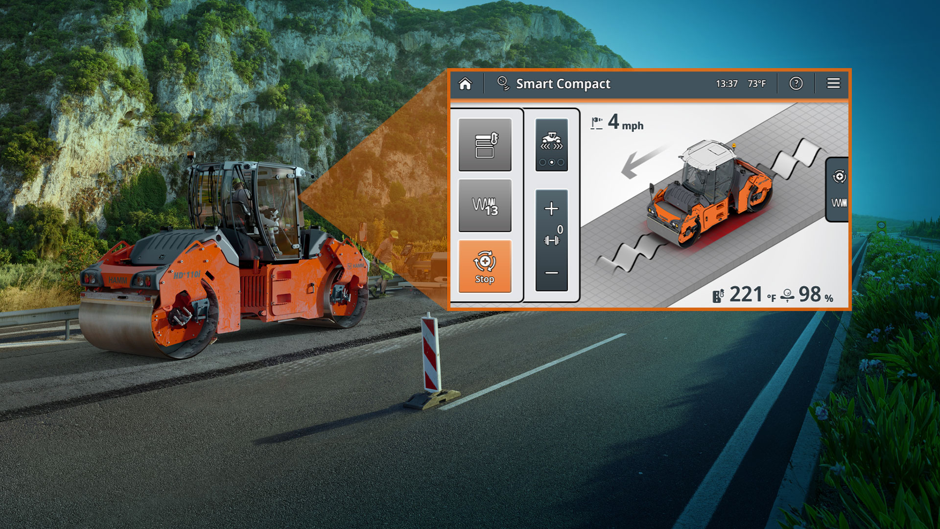 Automatic compaction with Smart Compact on HD+ tandem rollers.